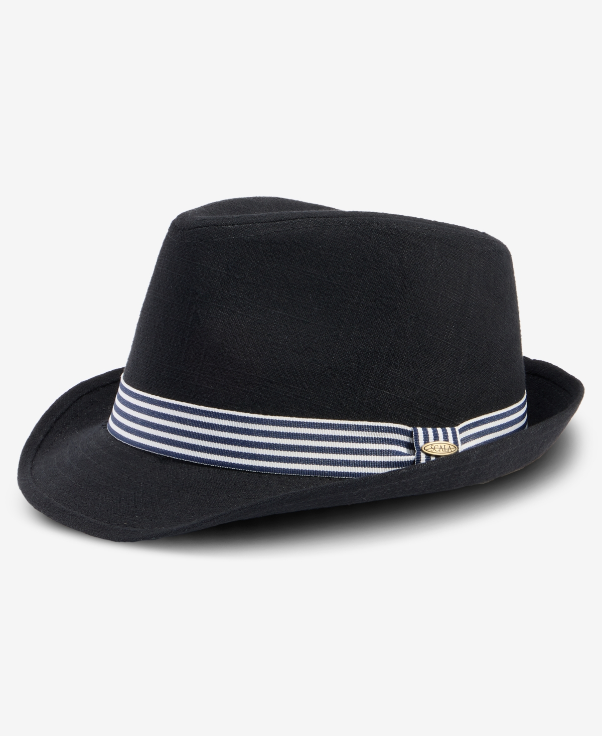 Click here for Scala Mens Striped Band Fedora - Black prices