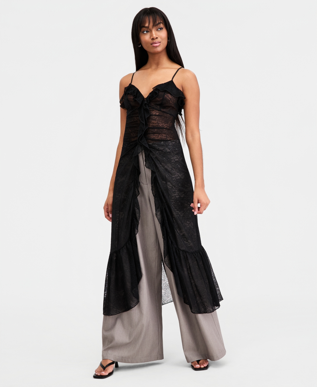 Click here for Bar Iii Womens Ruffled Lace Dress  Macys Exclusive... prices