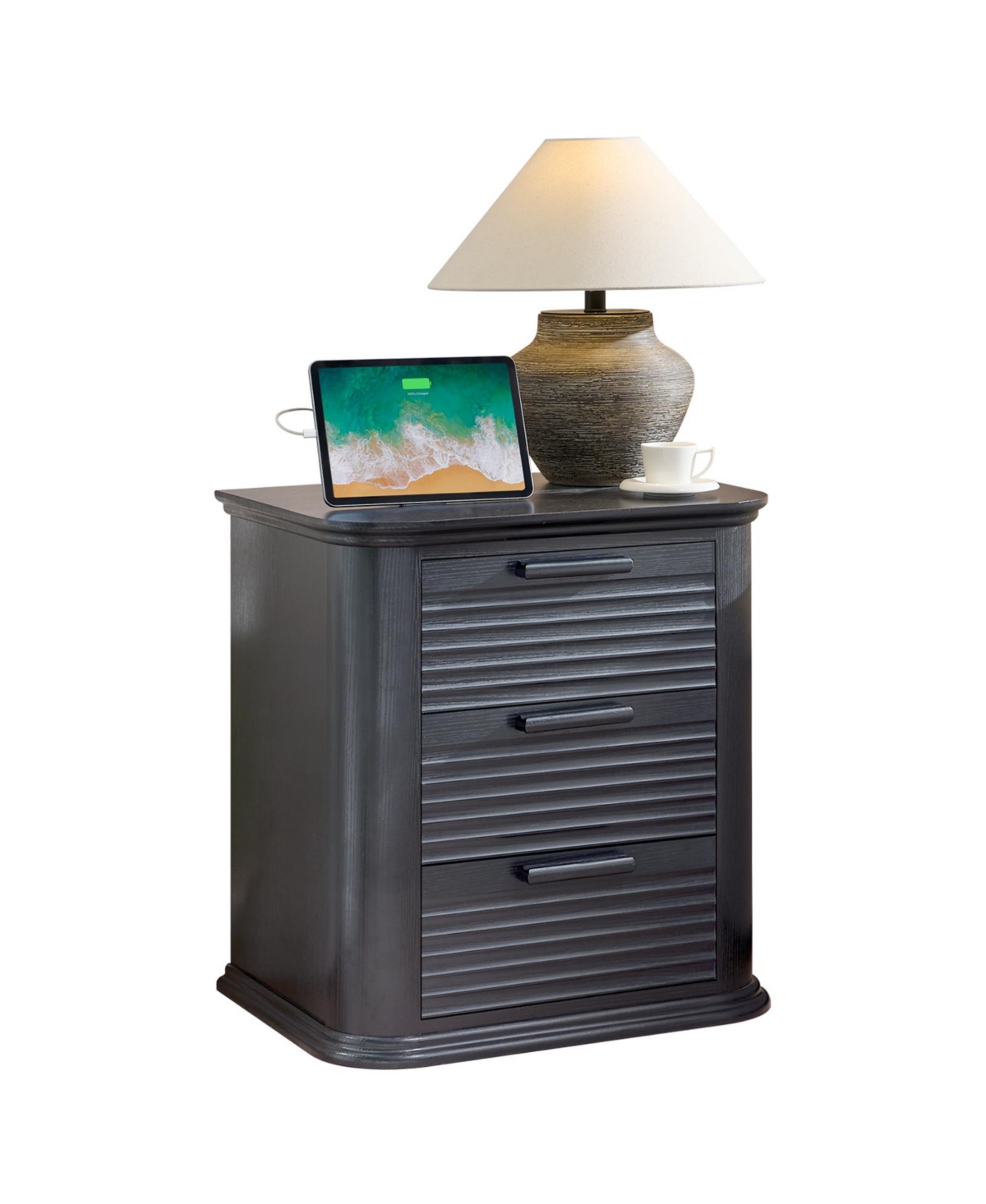 Click here for Cesicia Wood 22 in. Fluted Nightstand with Chargin... prices