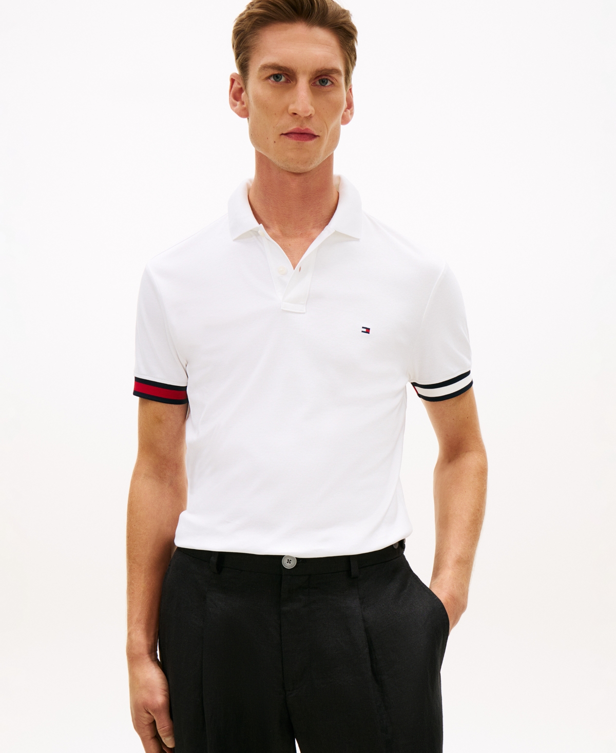 Click here for Tommy Hilfiger Mens Short-Sleeve Polo Shirt - Whit... prices