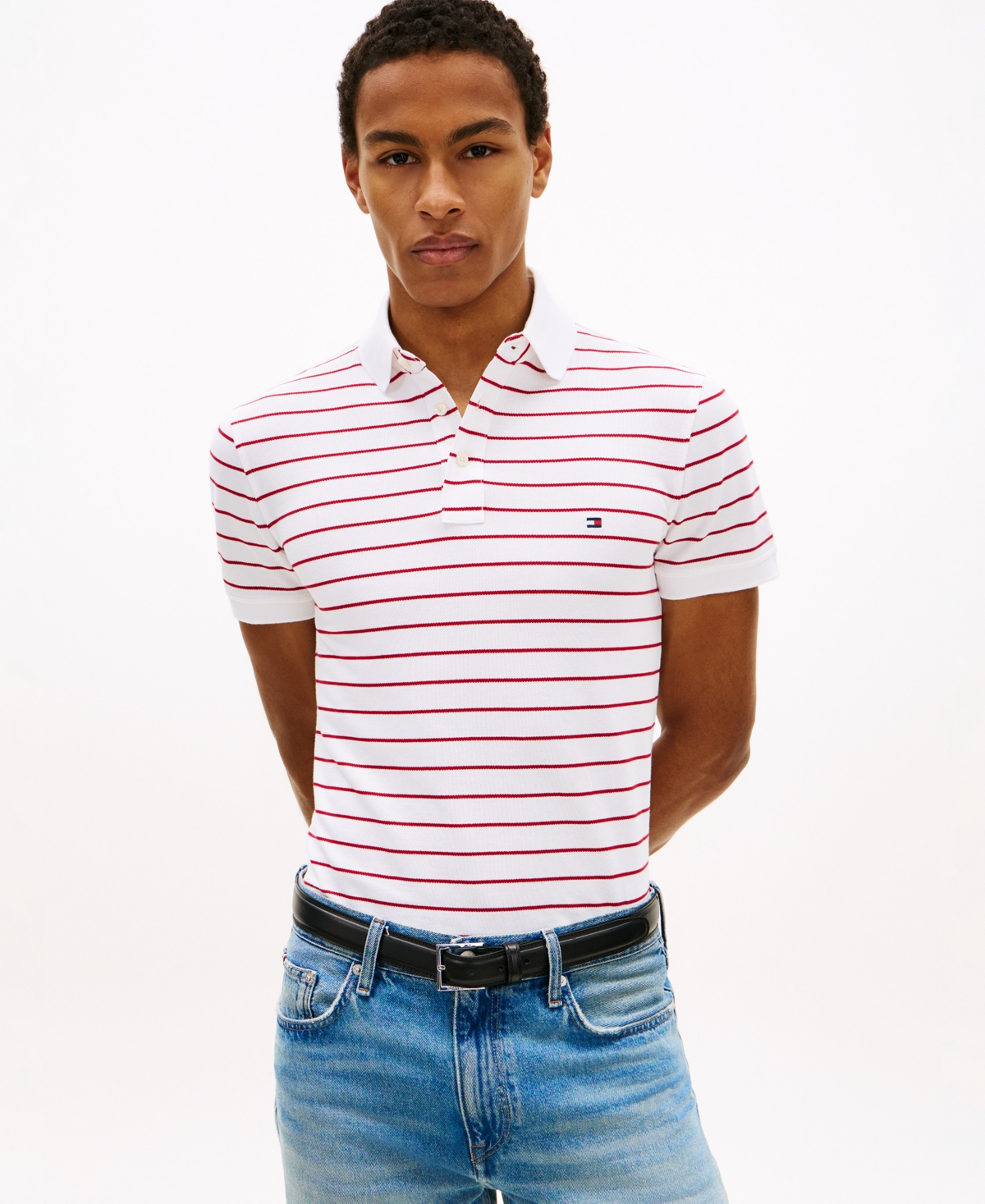 Click here for Tommy Hilfiger Mens 1985 Slim Fit Polo Shirt - Whi... prices