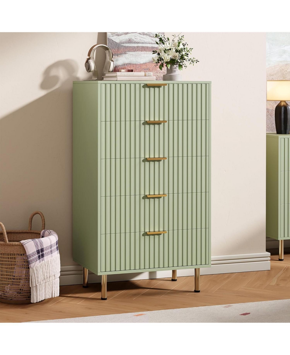 Click here for gaomon 5-Drawer Modern Fluted Green Dresser  47.2... prices