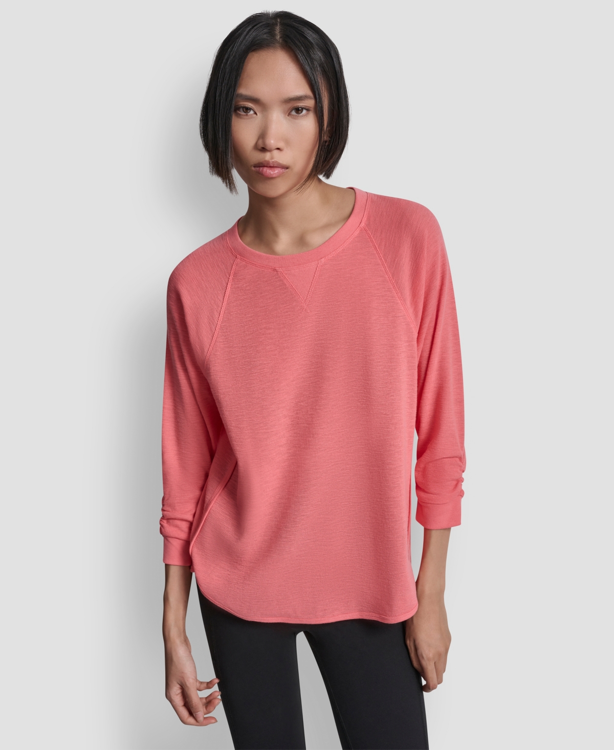 Click here for Dkny Womens Mini Slub Waffle Three Quarter Sleeve... prices