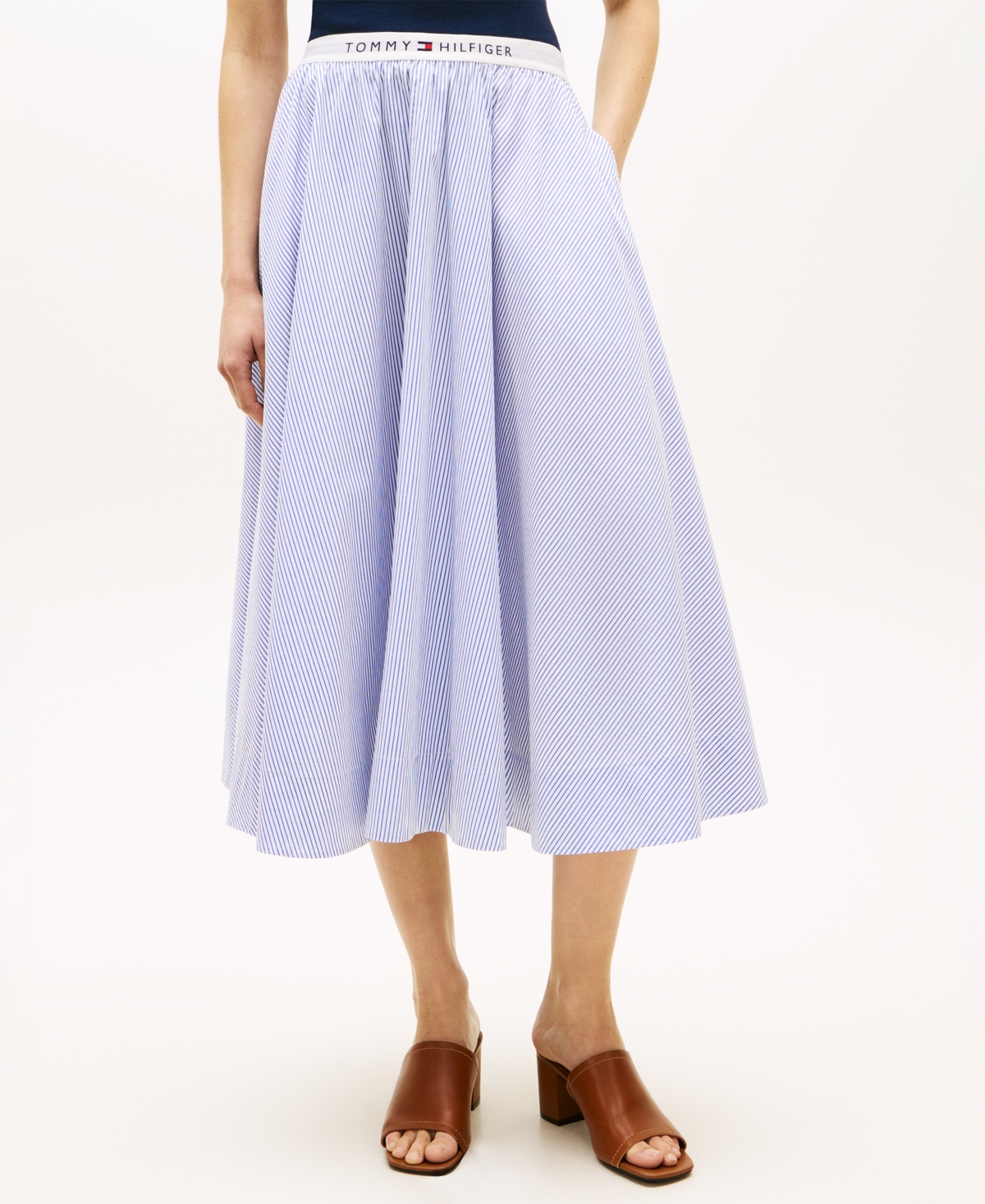 Click here for Tommy Hilfiger Womens Pull-On Midi Skirt - Blue prices