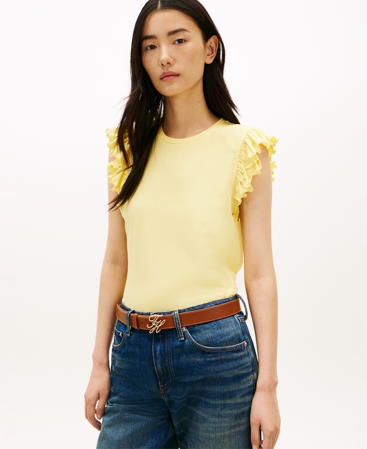 Click here for Tommy Hilfiger Womens Frill-Sleeve Crewneck Top -... prices