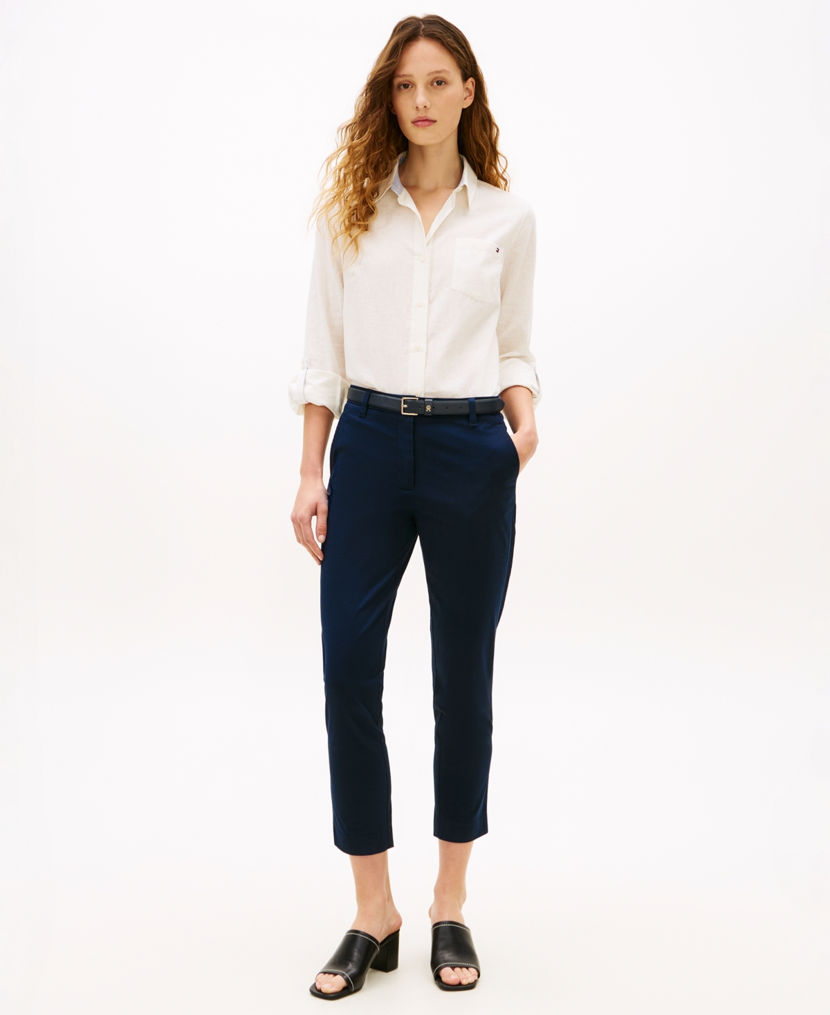 Click here for Tommy Hilfiger Womens Twill Slim Chino Pants - Dar... prices