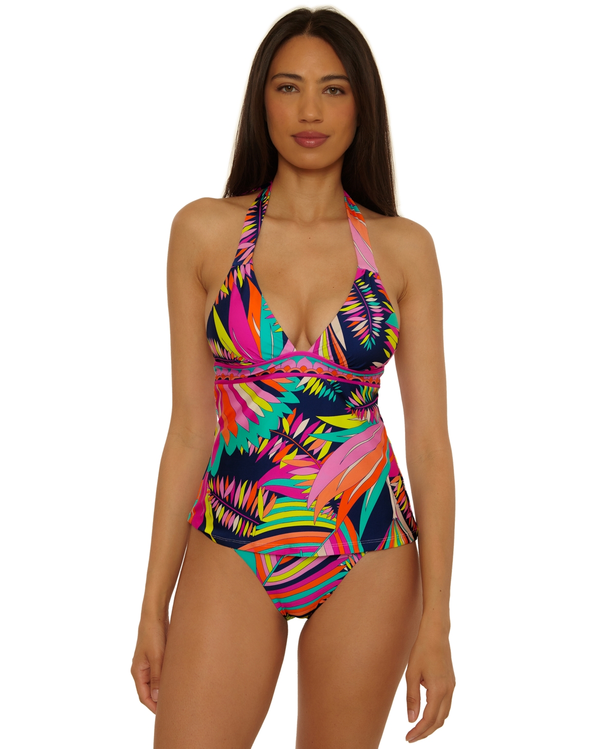 Click here for Trina Turk Womens Paralia Banded Tankini Top - Mul... prices