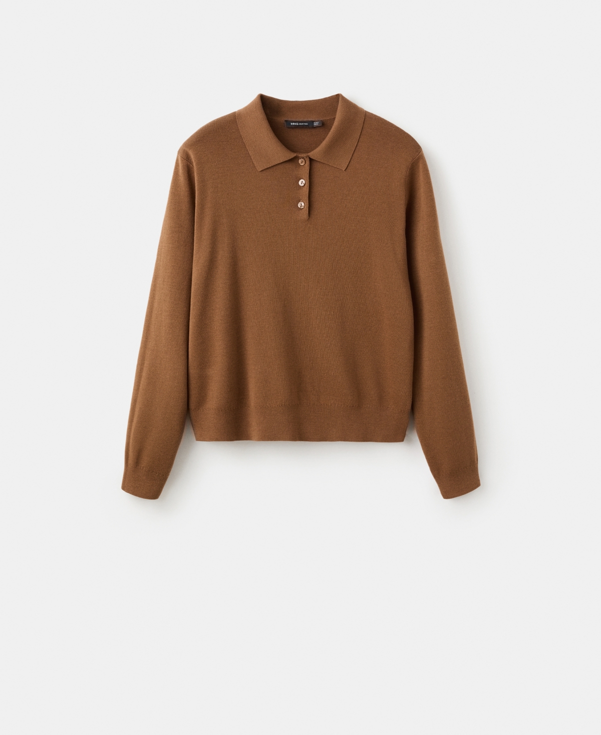 Click here for Mango Womens Polo Collar Wool Sweater - Brown prices