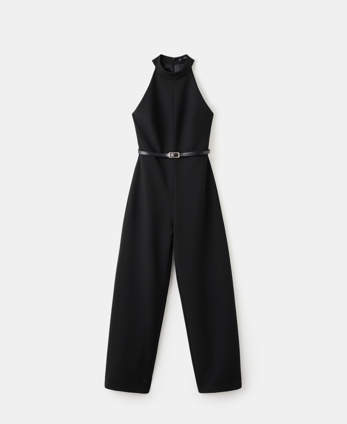 Click here for Mango Womens Belt Halter-Neck Jumpsuit - Black prices
