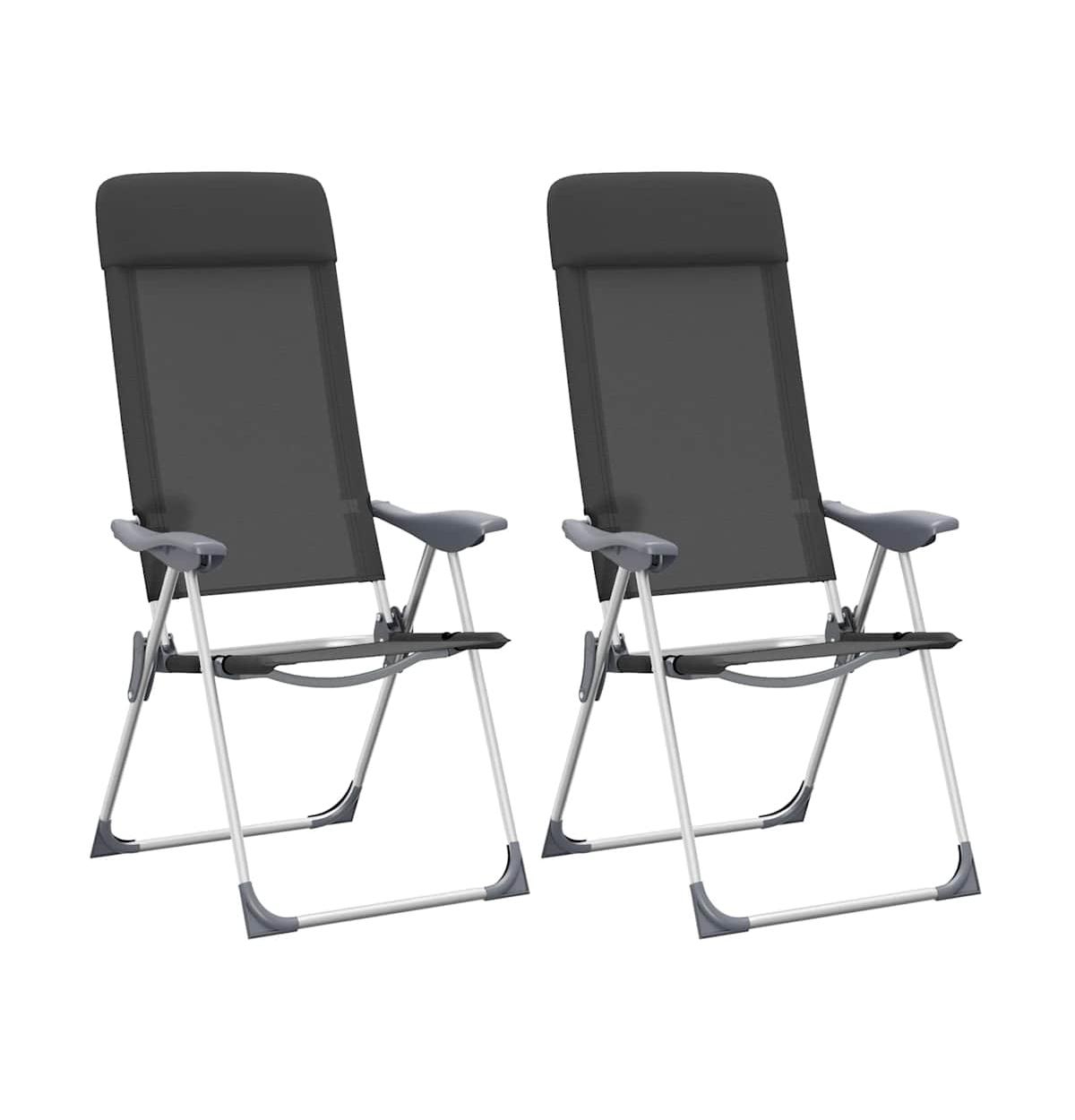 Click here for vidaXL Folding Camping Chairs 2 pcs Black Aluminum... prices