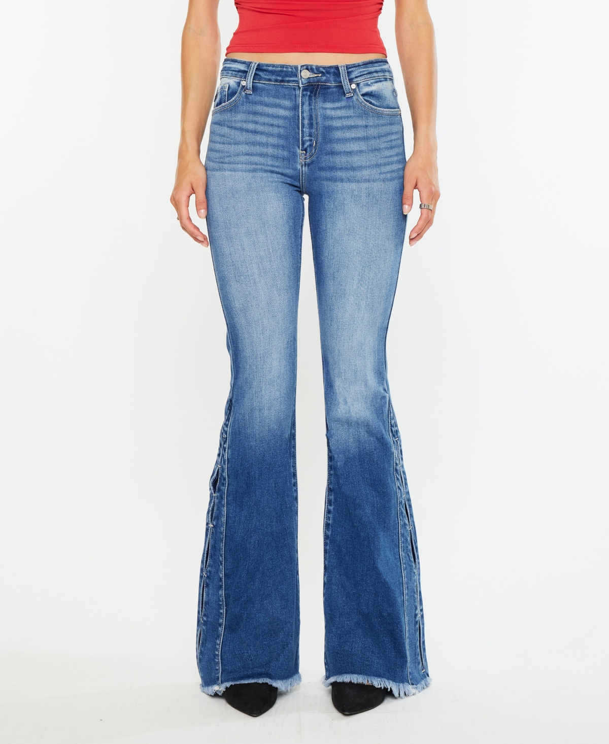 Click here for Kancan Womens High Rise Flare Jeans - Medium wash prices