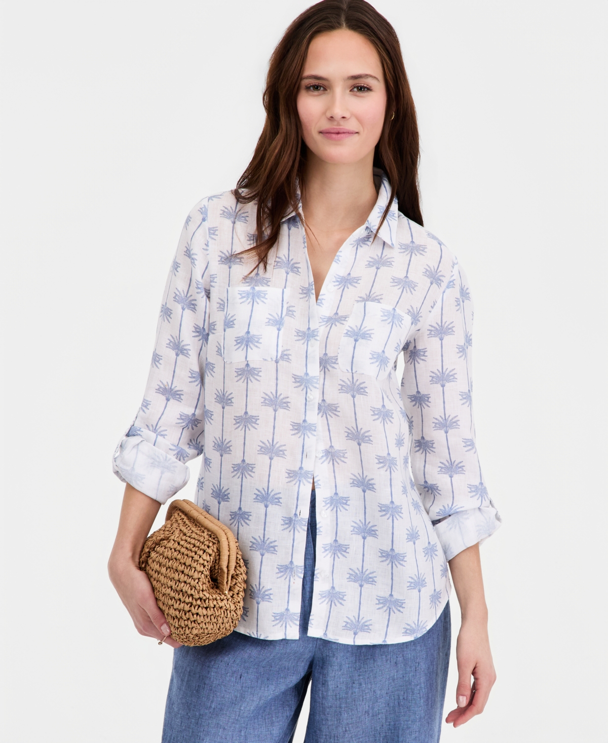 Click here for Charter Club Petite 100 Linen Button-Front Shirt... prices