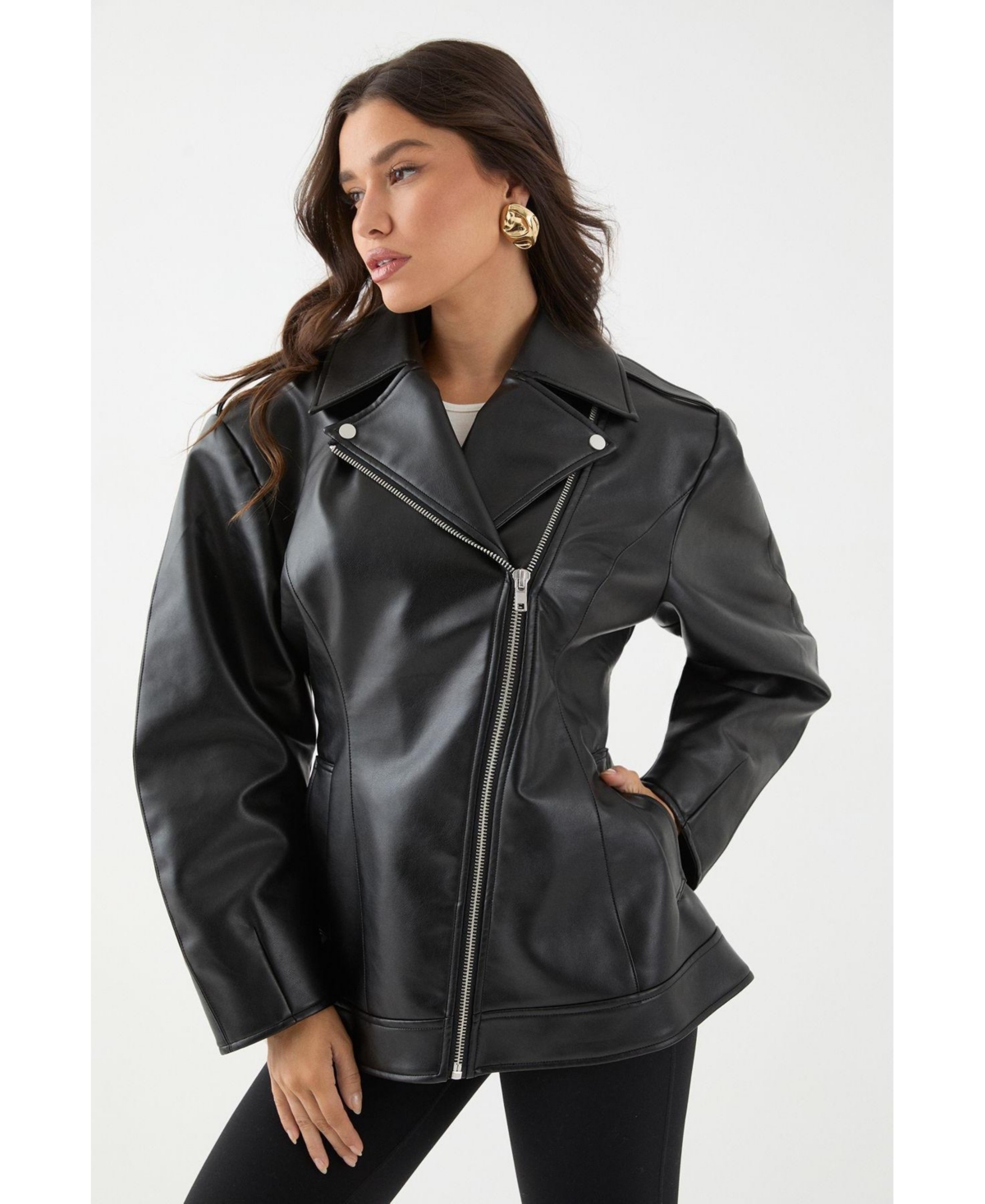 Click here for MissPap Womens Faux Leather Biker Jacket - Black prices