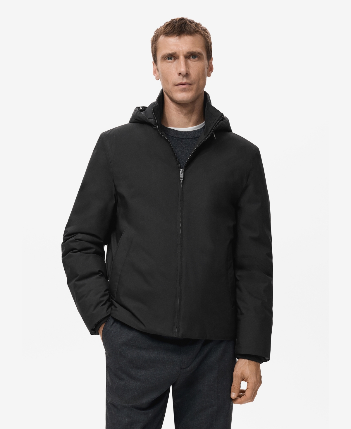 Click here for Mango Mens Quilted Water Repellent Jacket - Black prices
