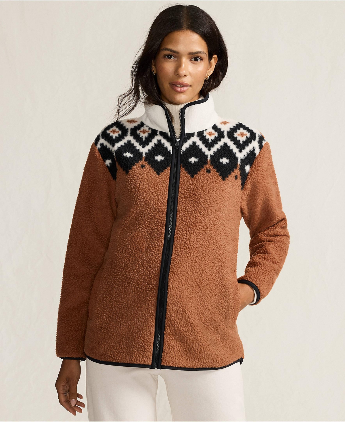 Click here for Lands End Womens Print Cozy High Pile Full Zip Fle... prices