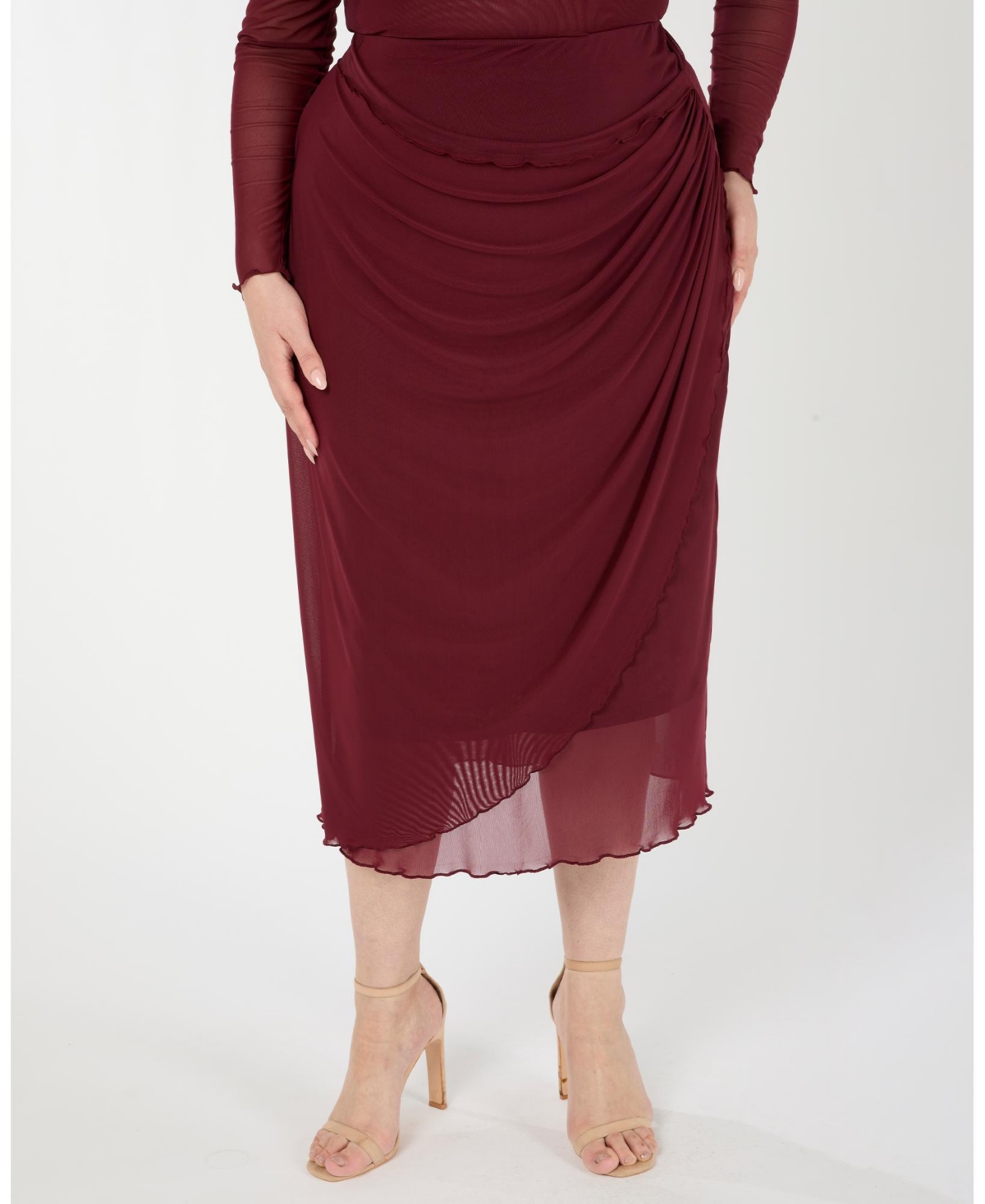 Click here for Estelle Plus Size Annalise Mesh Midi Skirt - Samba prices