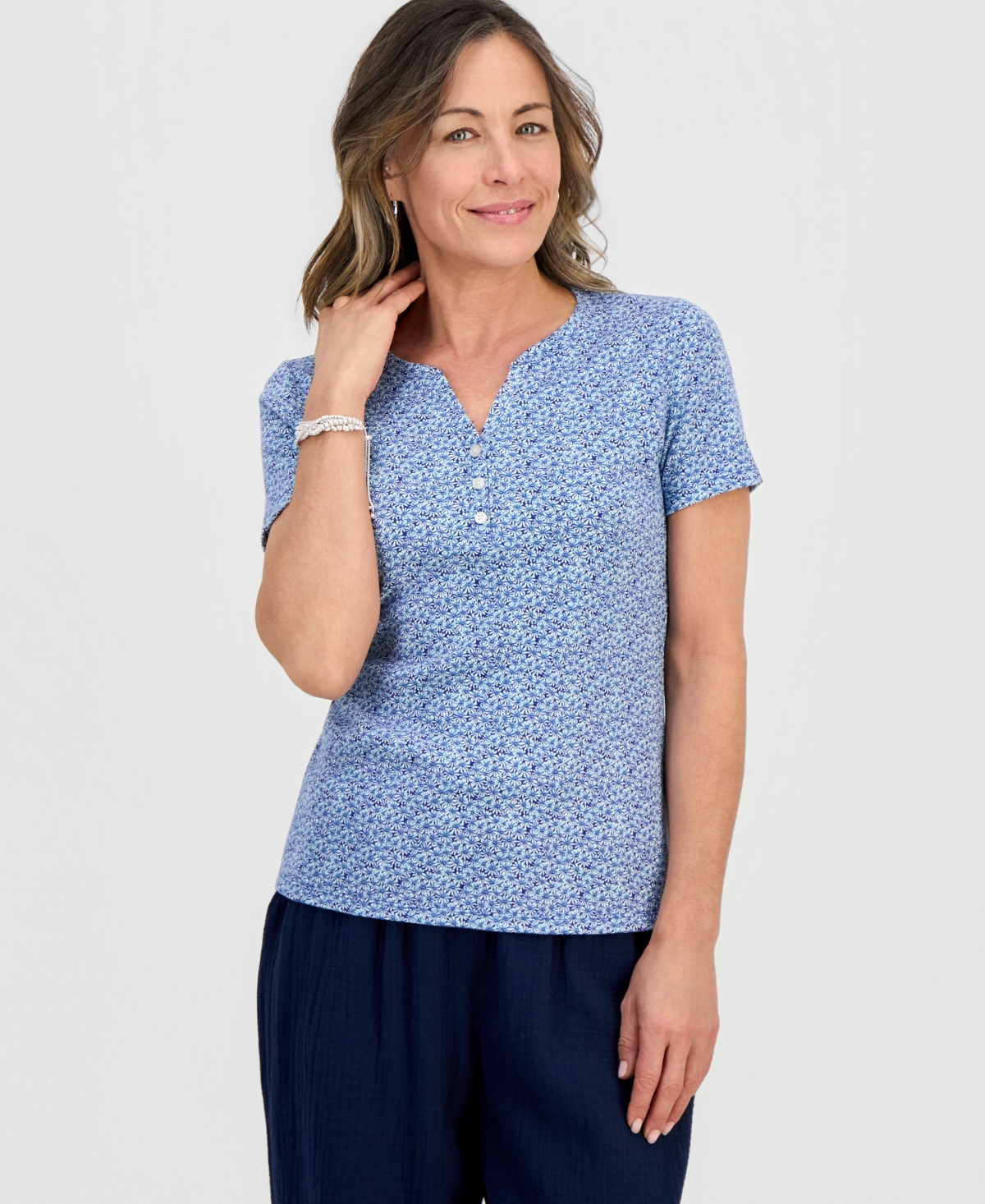 Click here for Style & Co Petite Henley Short-Sleeve T-Shirt  Mac... prices