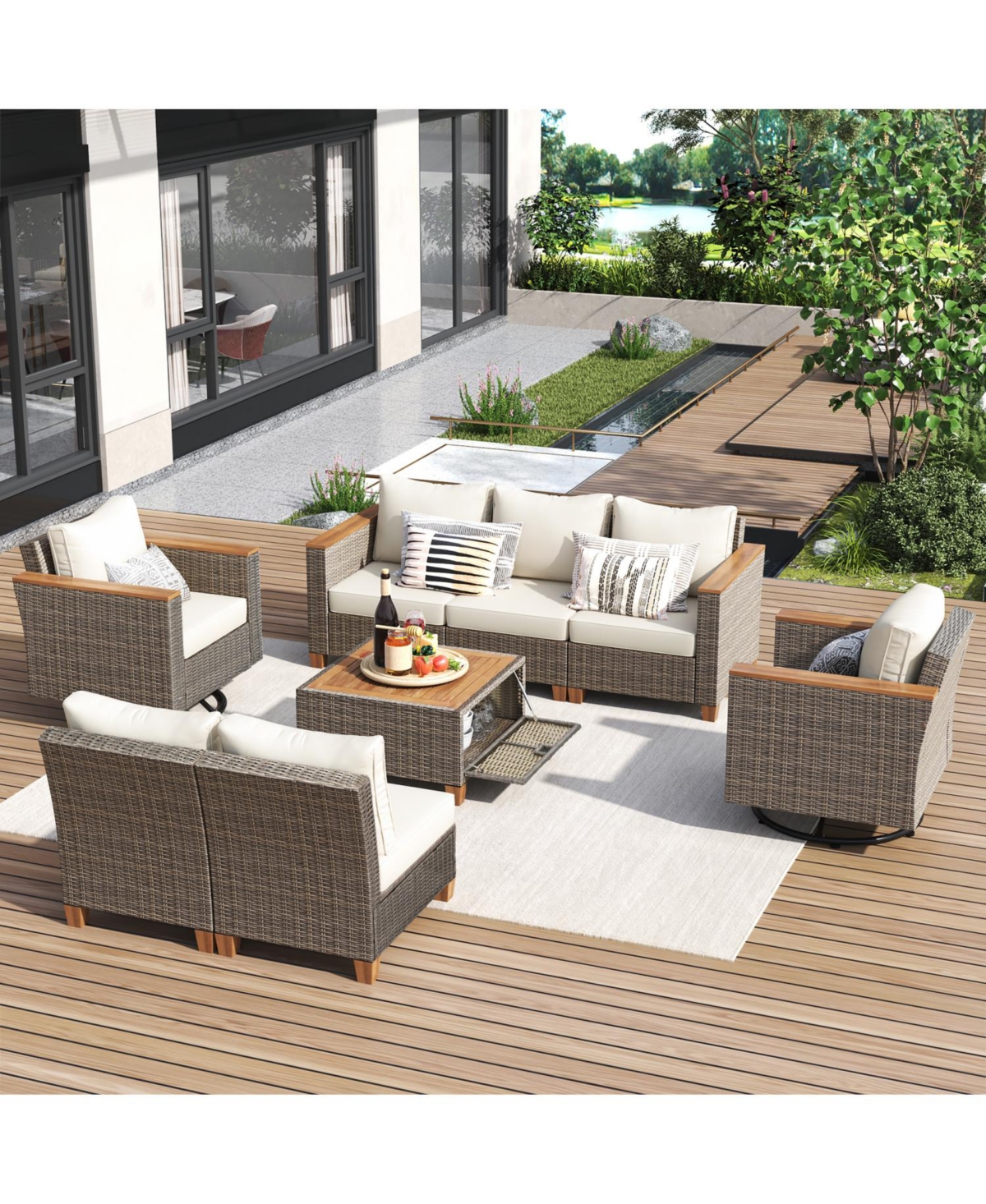 Click here for Streamdale Furniture Wicker Patio Set Swivel Rocke... prices