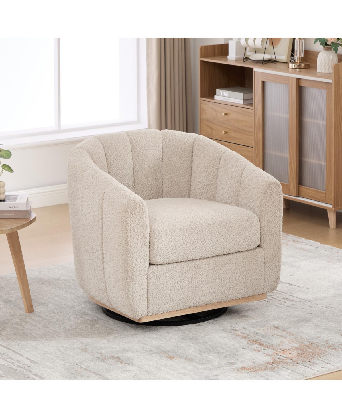 Click here for Streamdale Chenille Swivel Barrel Chair  Tufted Pu... prices