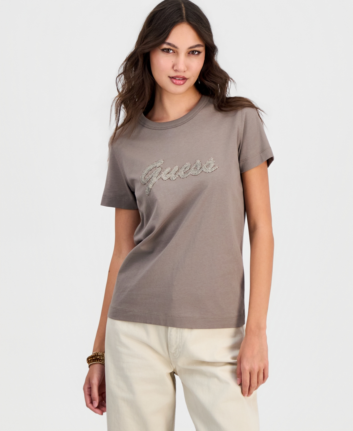 Click here for Guess Womens 3D Script Logo Short-Sleeve T-Shirt -... prices