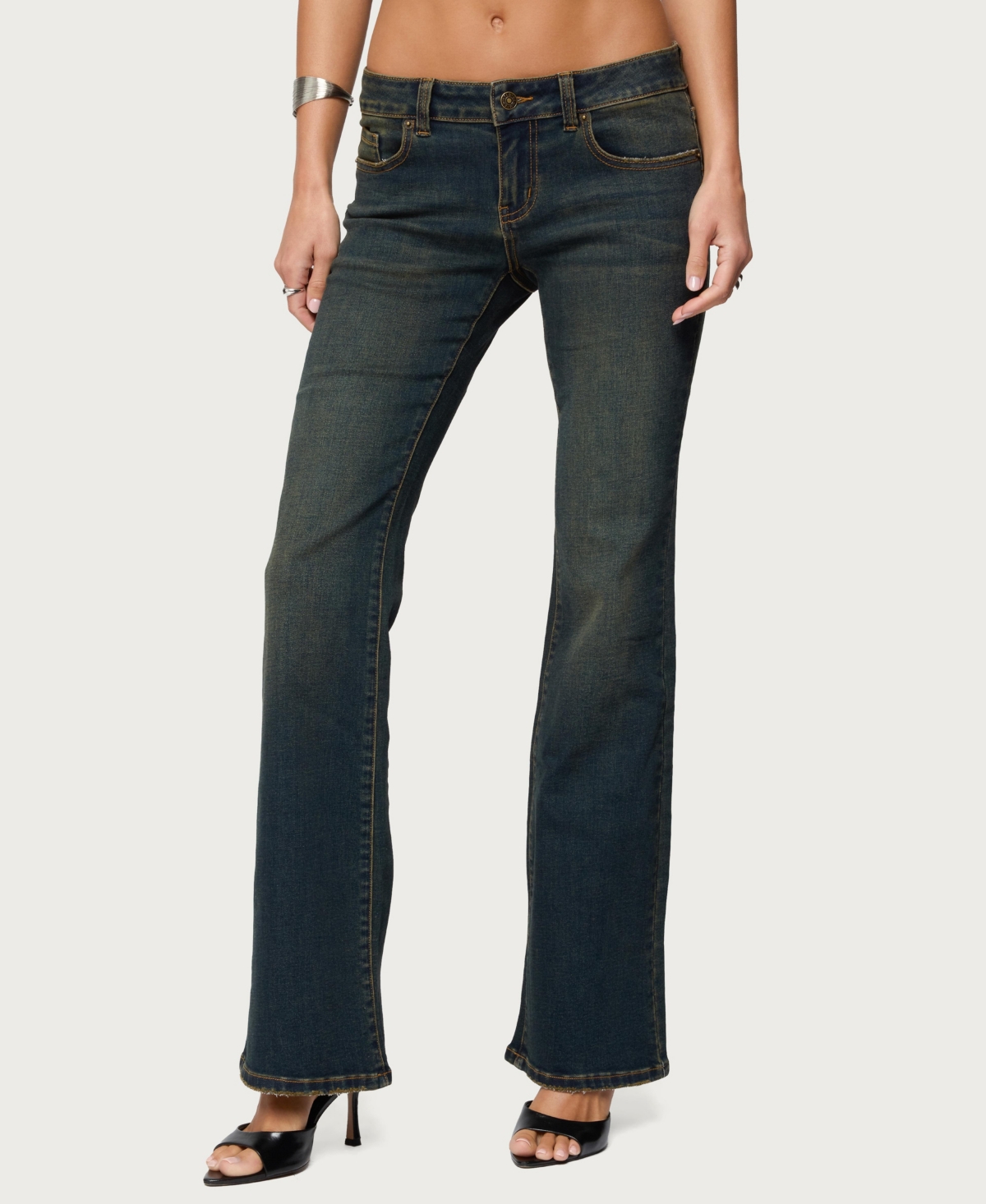 Click here for Edikted Womens Tez Vintage Washed Low Rise Bootcut... prices