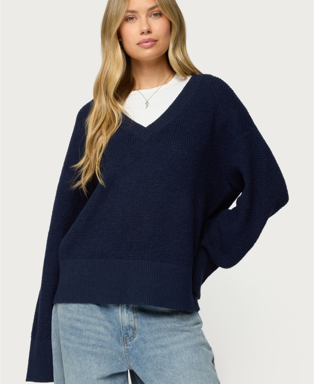 Click here for Edikted Womens Bluebell Oversized Waffle Knit Swea... prices