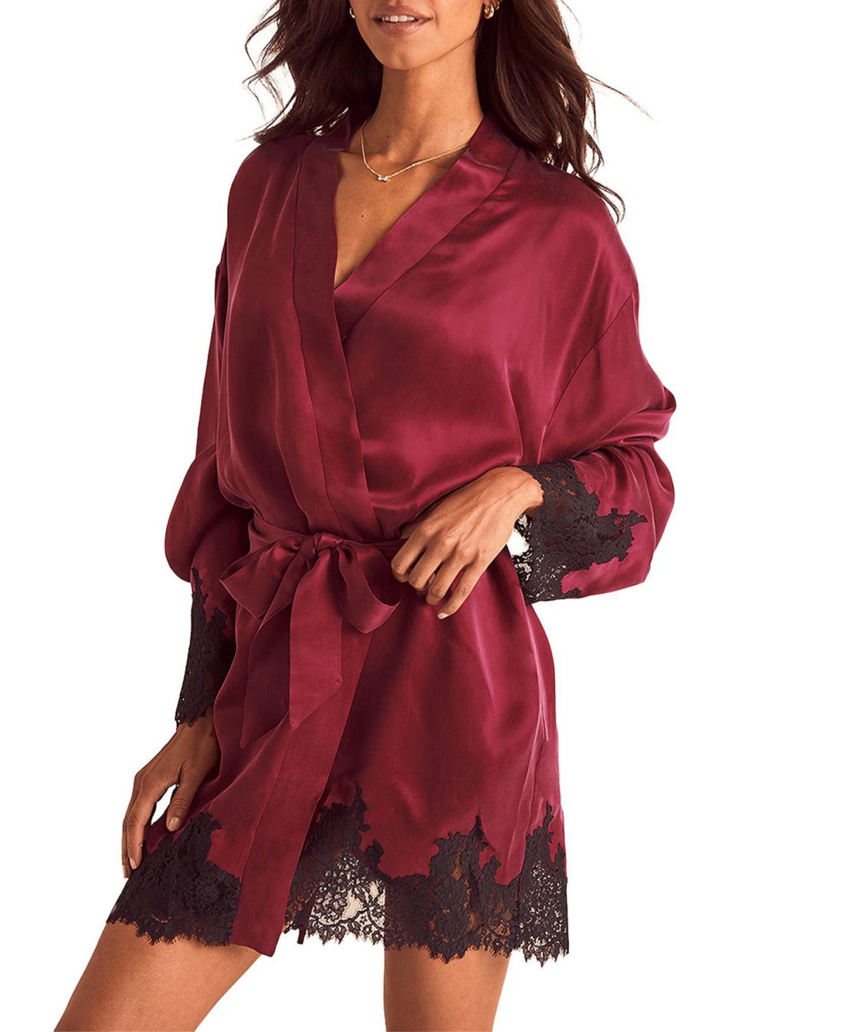 Click here for Adore Me Womens Atelier Collection Silk Robe - Dar... prices