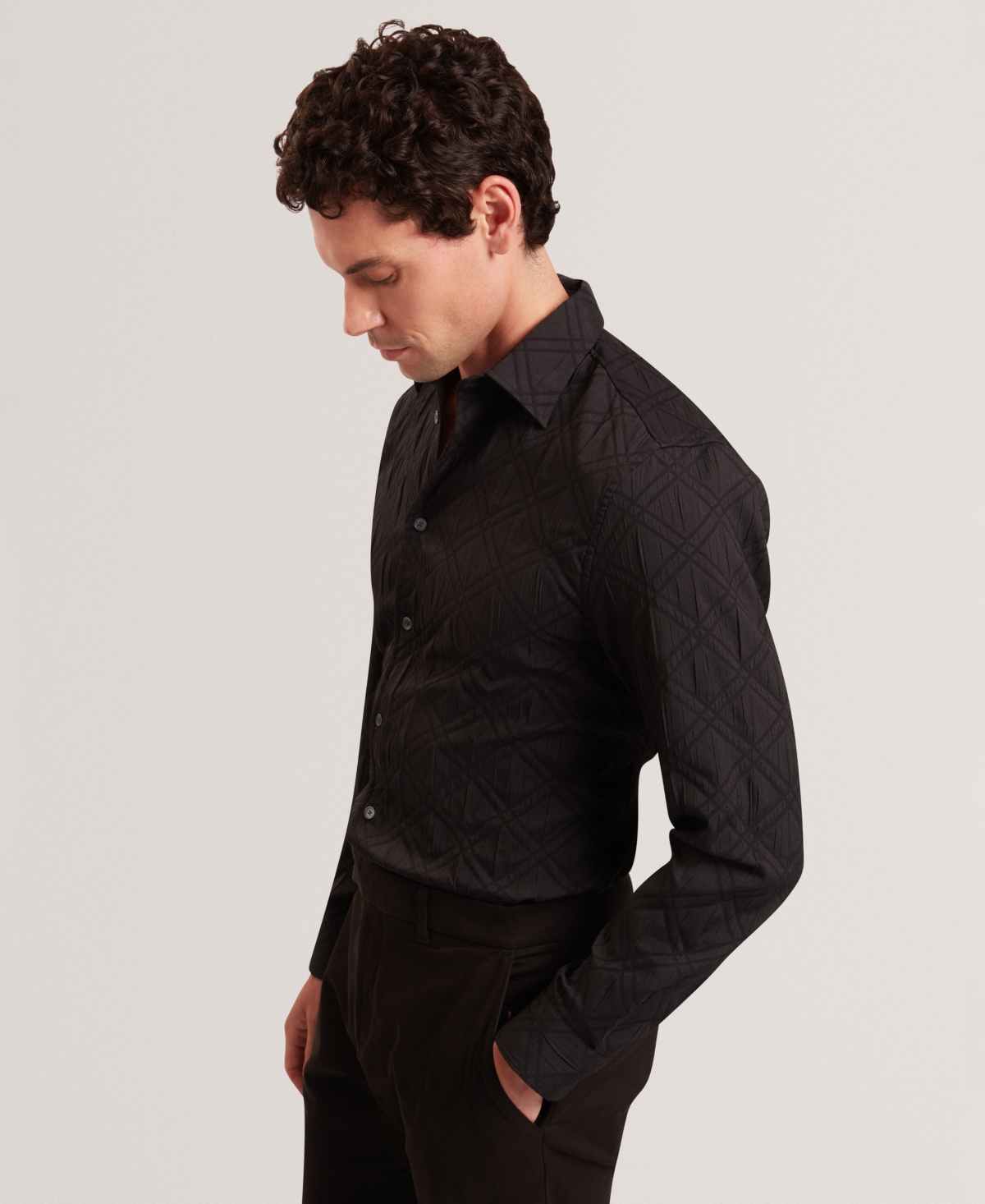 Click here for Ted Baker Mens Fynran Point Collar Shirt - Black prices