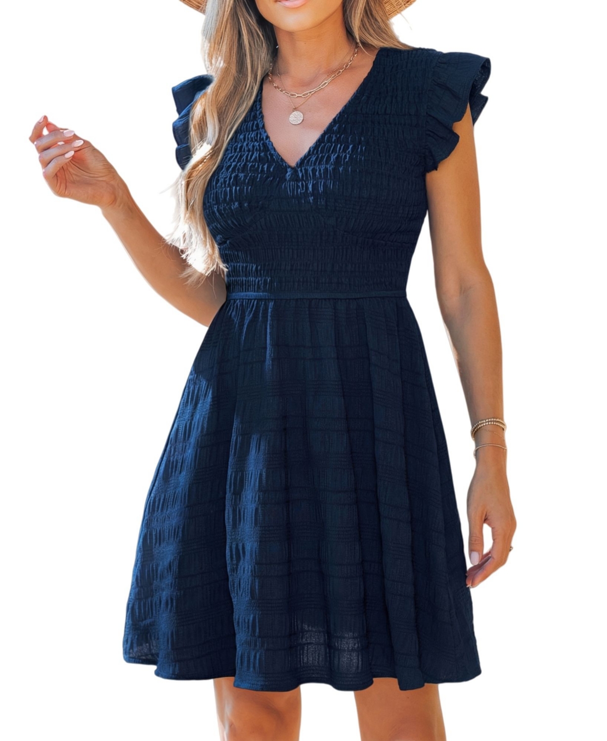Click here for Cupshe Womens Fluff Navy Mini Beach Dress - Black prices