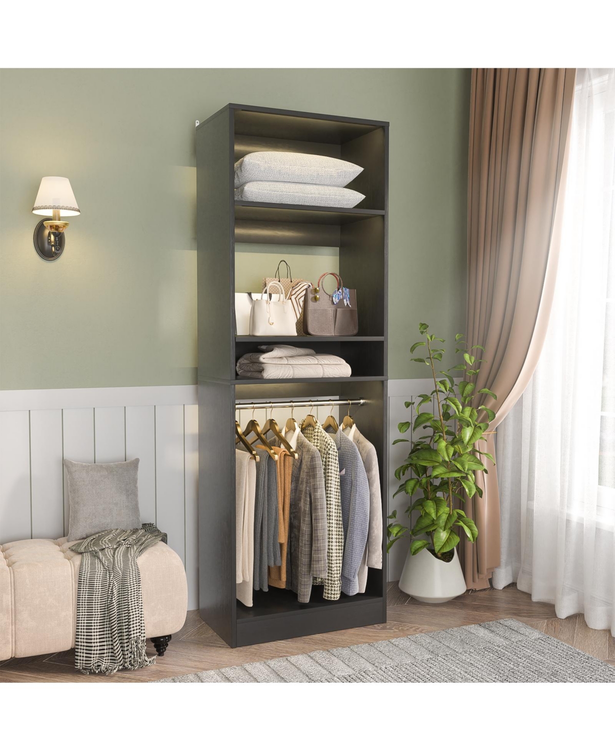Click here for Aheaplus Closet System with 2 Hanging Rods - Black prices