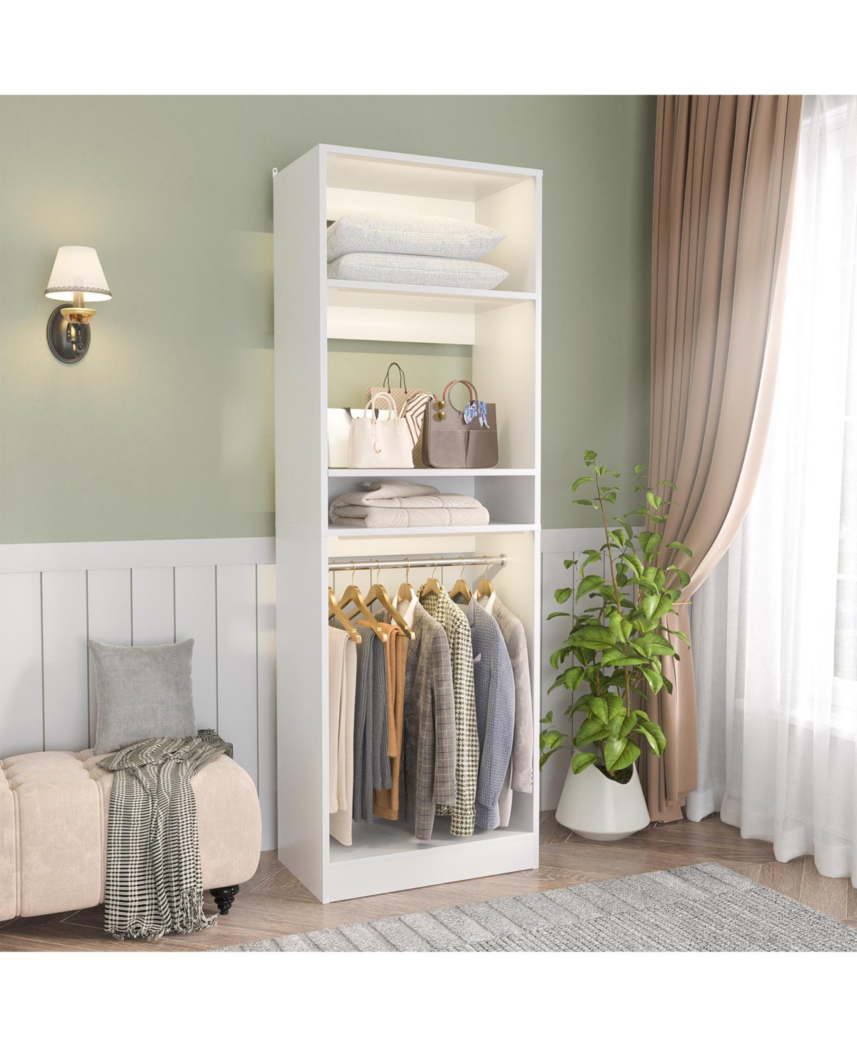 Click here for Aheaplus Closet System with 2 Hanging Rods - White prices