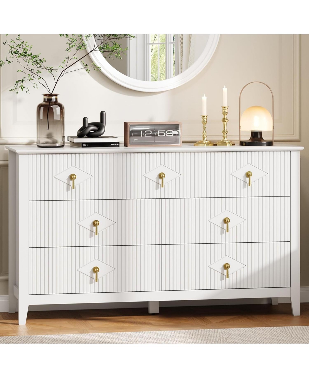 Click here for Gaomon Fluted Dresser 54 Inch Wide  7-Drawer Wood... prices