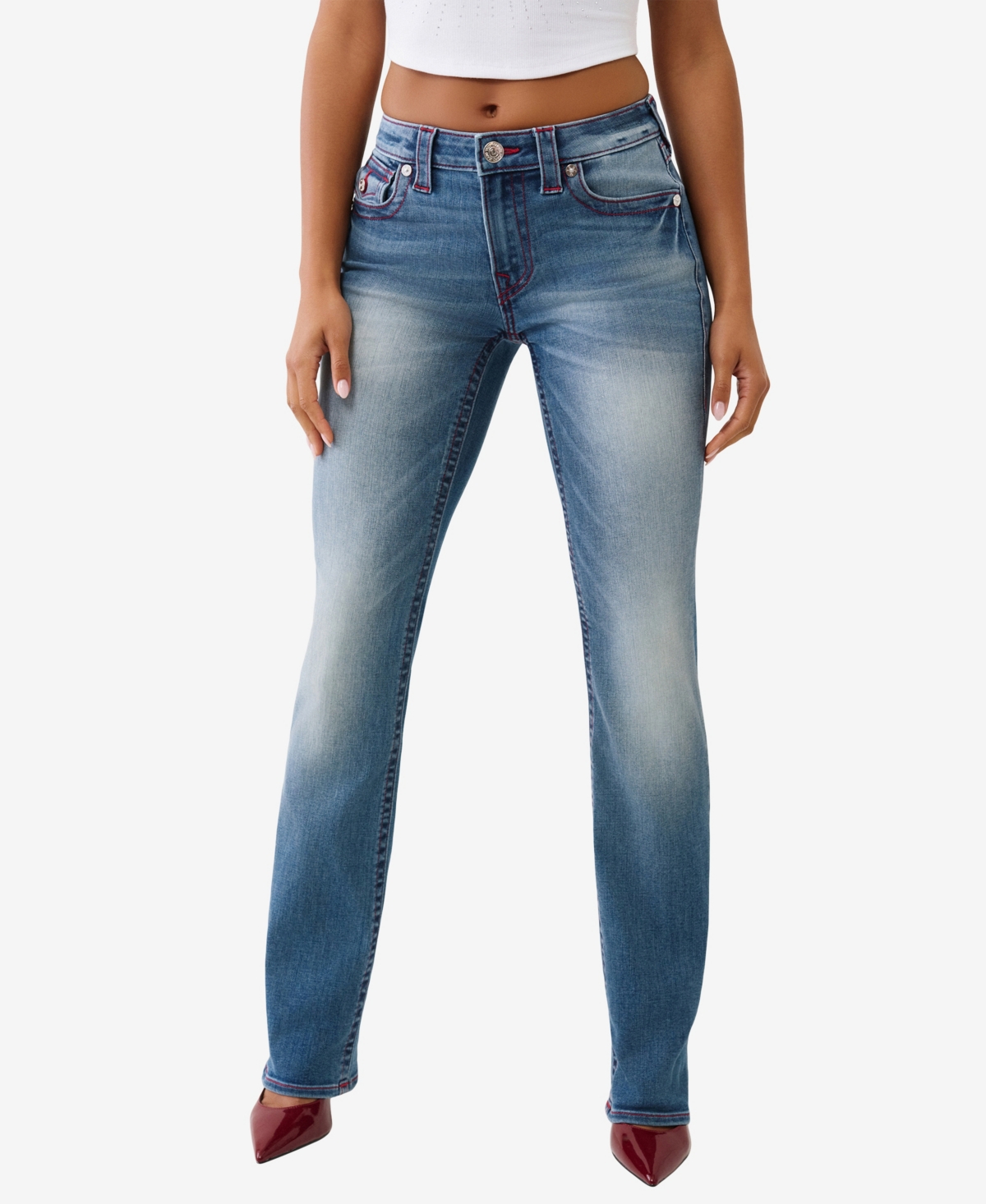 Click here for True Religion Womens Billie Mid Rise Straight Flap... prices
