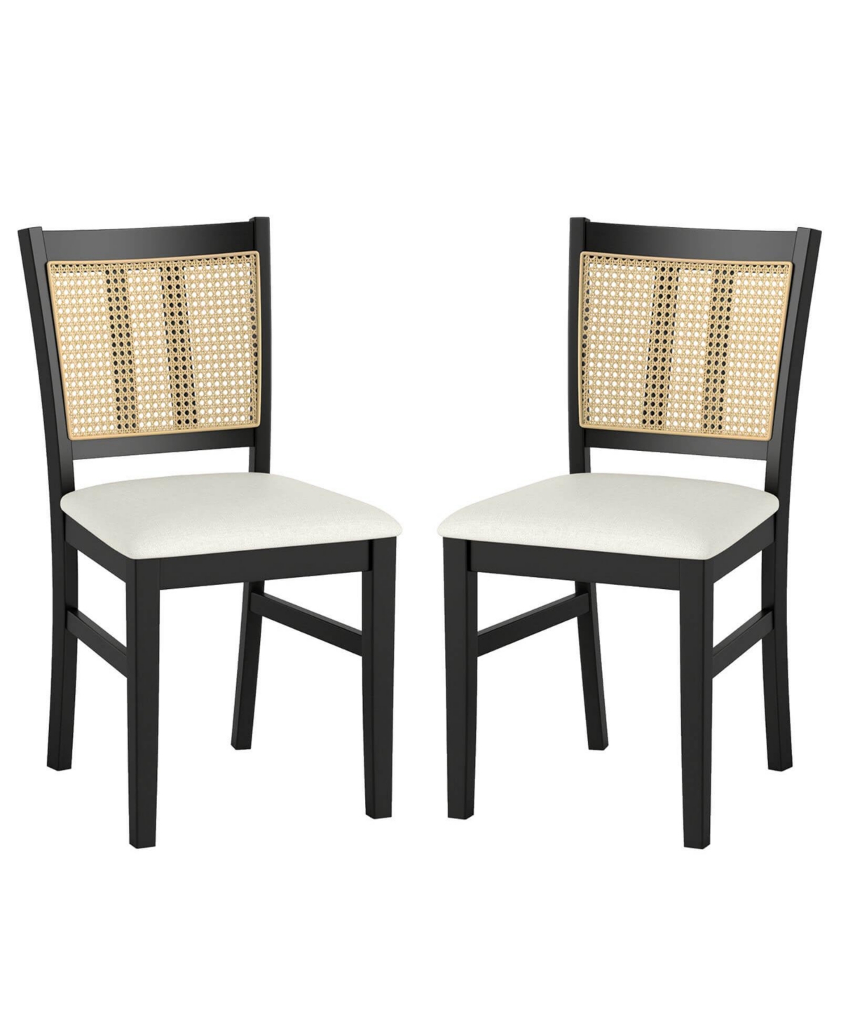 Click here for Costway Farmhouse Rattan Dining Chair Fabric Uphol... prices