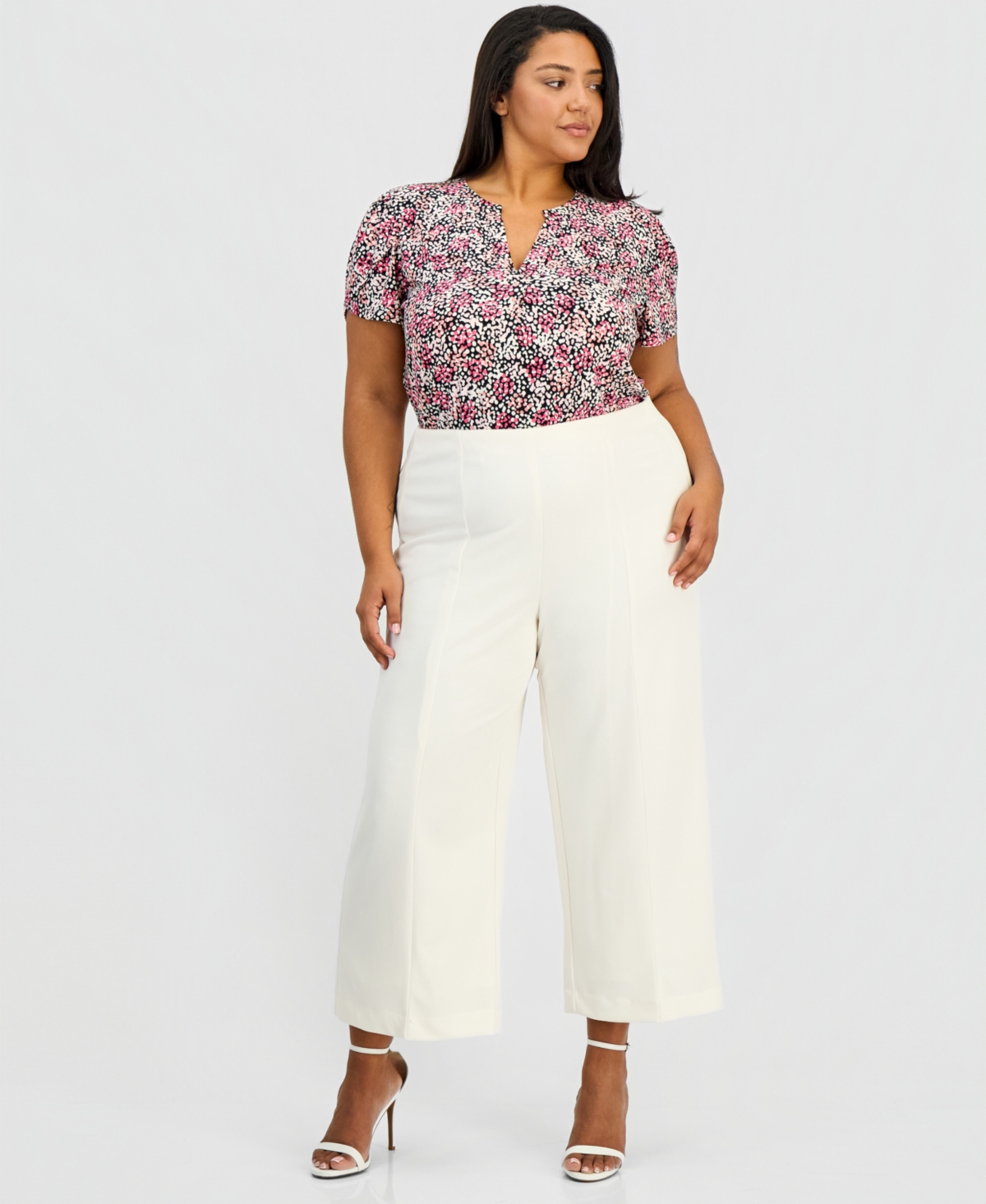 Click here for Anne Klein Essentials Plus Size Wide-Leg Cropped P... prices