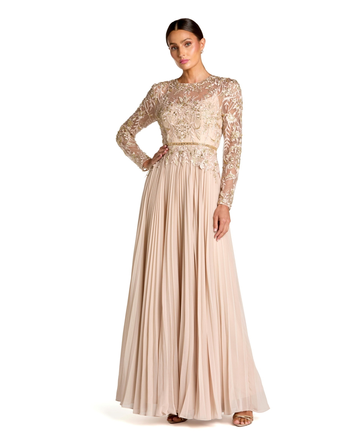 Click here for Mac Duggal Petite Long Sleeve Chiffon Embellished... prices