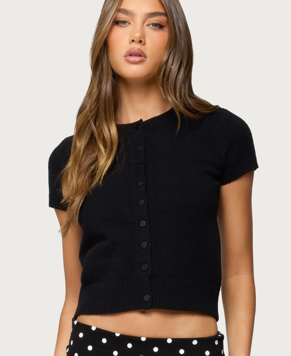 Click here for Edikted Womens Coreen Button Up Knit Cardigan - Bl... prices