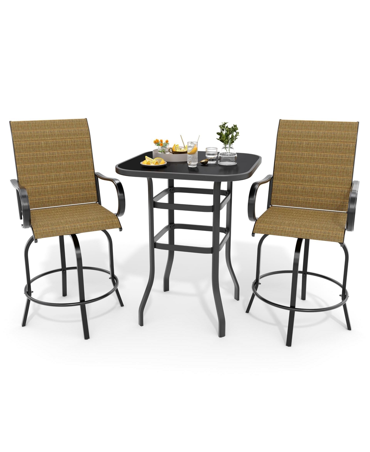 Click here for gaomon 3 Piece Patio Swivel Bar Sets  3PCS Outdoor... prices