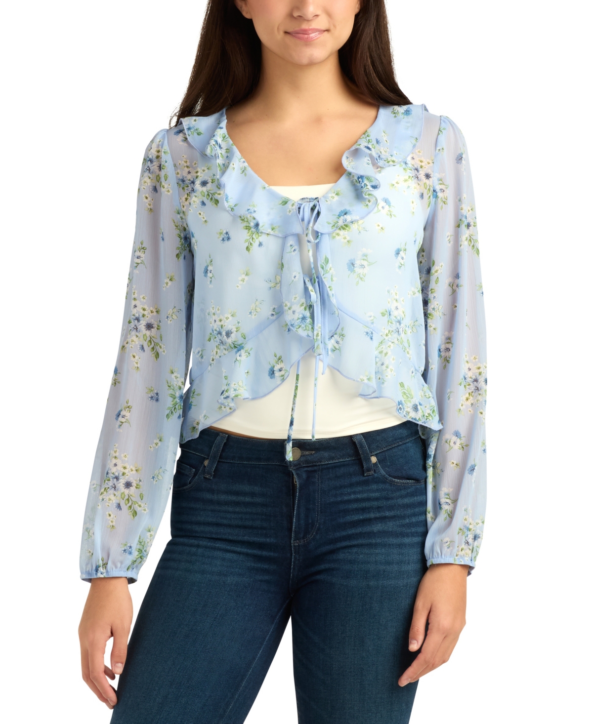 Click here for Bcx Juniors Floral V-Neck Printed Top - Pattern A prices