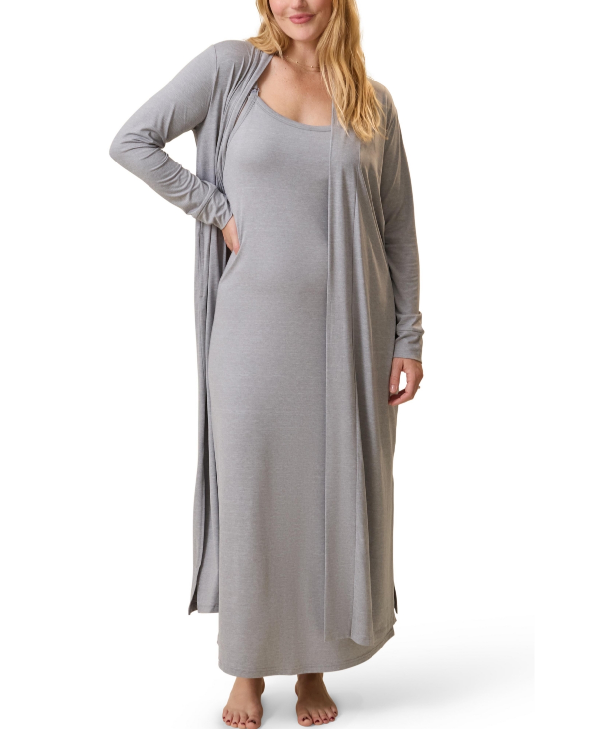 Click here for Kindred Bravely Maternity Lounge Duster - Grey hea... prices