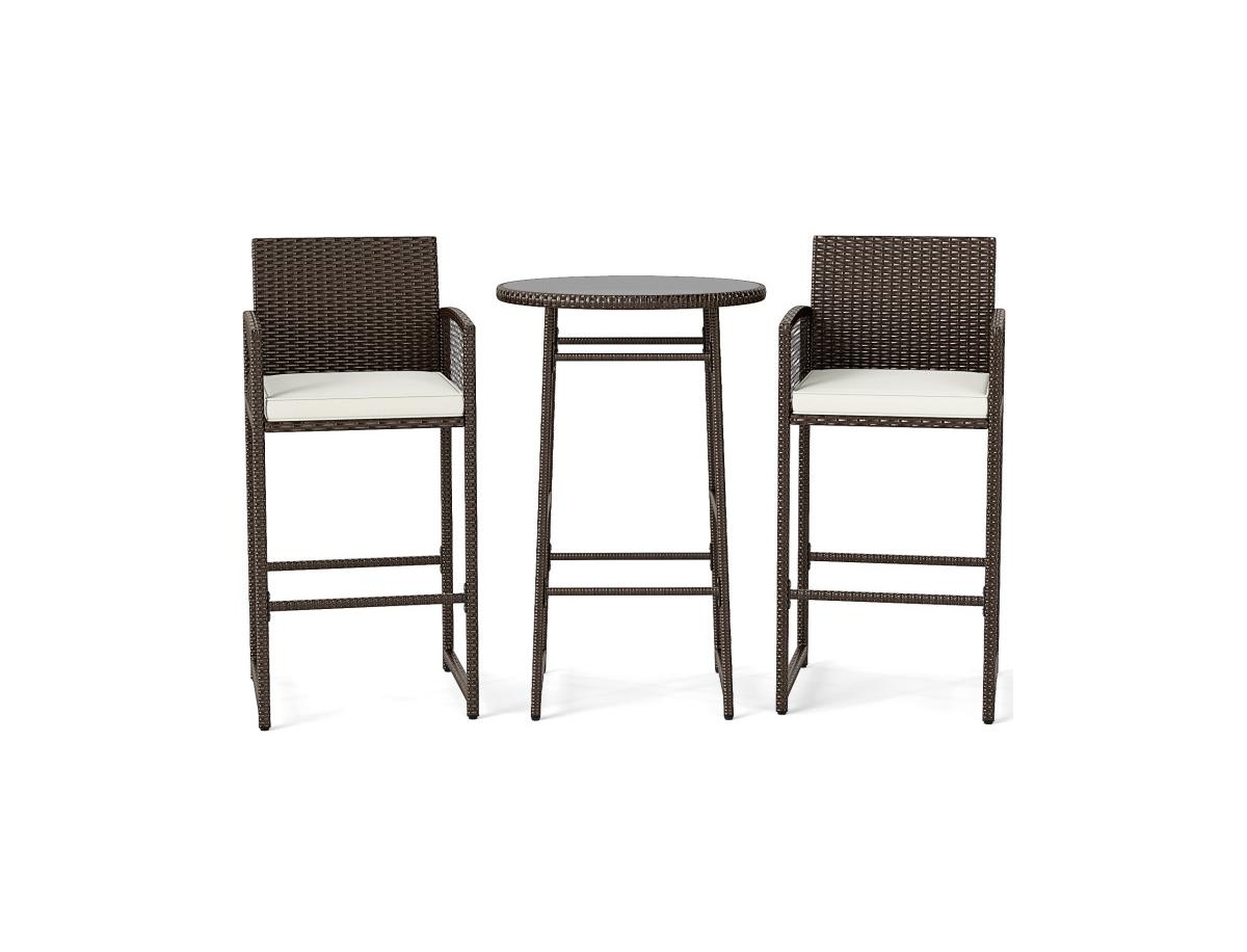 Click here for Slickblue Patio Wicker Bar Table Set with 2 Armcha... prices