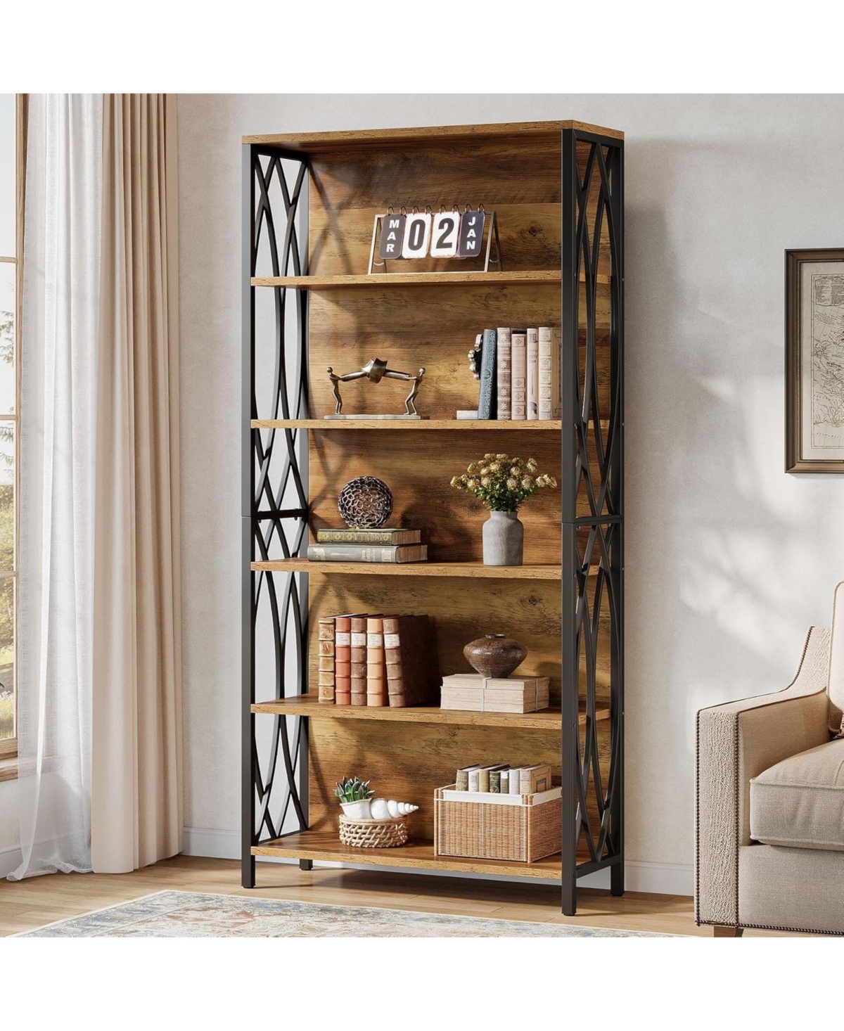 Click here for Tribesigns 70.87 Tall Bookshelf  6-Tier Industrial... prices