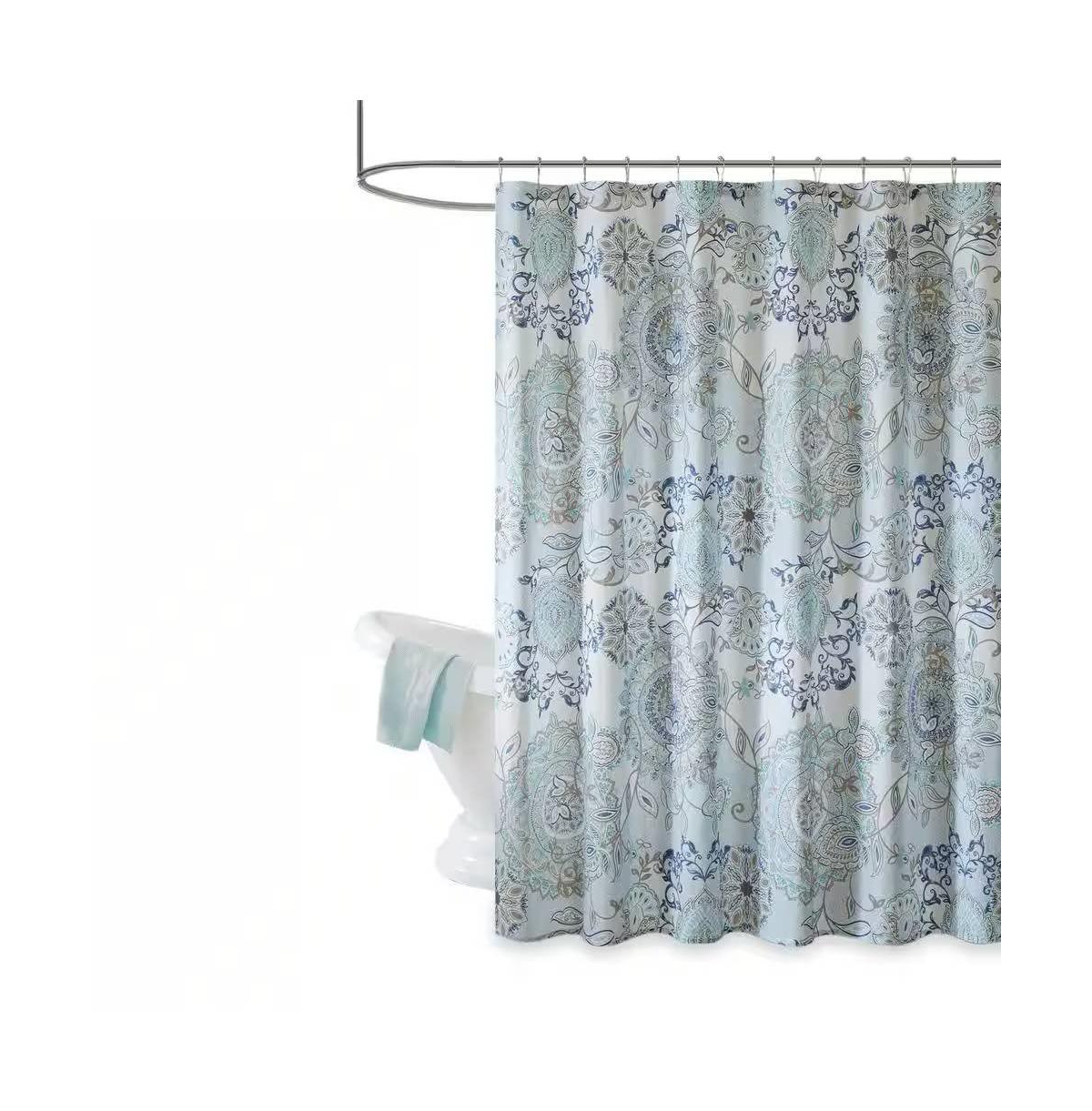 Click here for Slickblue 72-inch Cotton Shower Curtain with Blue... prices