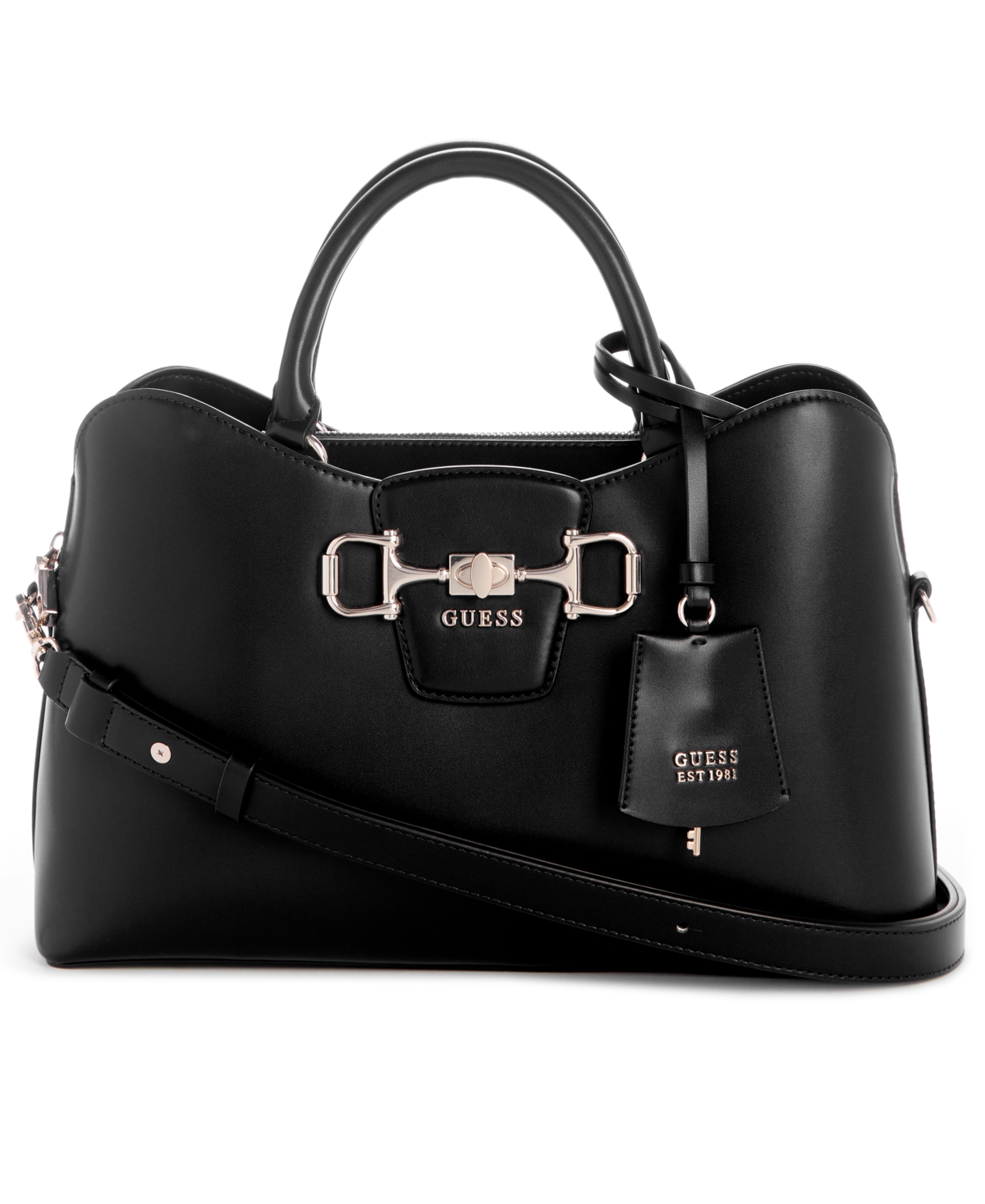 Click here for Guess Janie Top Zip Girlfriend Satchel Bag - Black prices