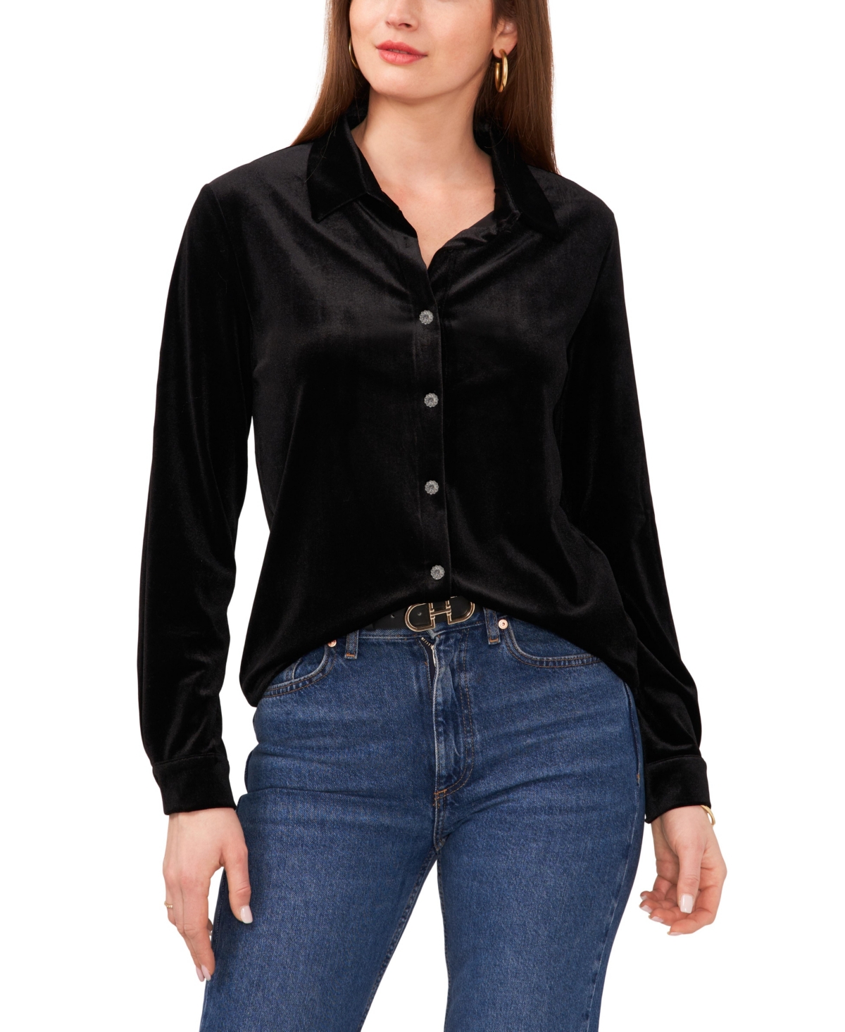Click here for Vince Camuto Womens Button-Down Collar Top - Rich... prices