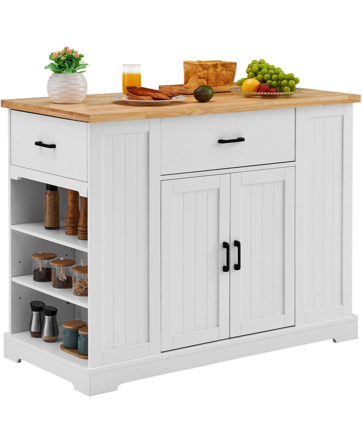 Click here for Volenca 46 Mdf  Rubberwood Kitchen Island Cart wit... prices