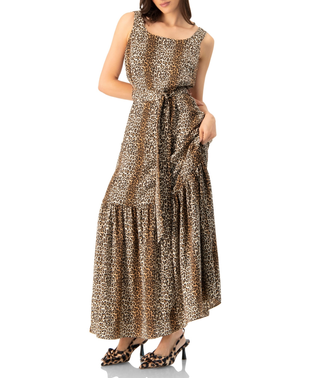 Click here for Ivonne Womens Animal Print Maxi Dress - Brown prices