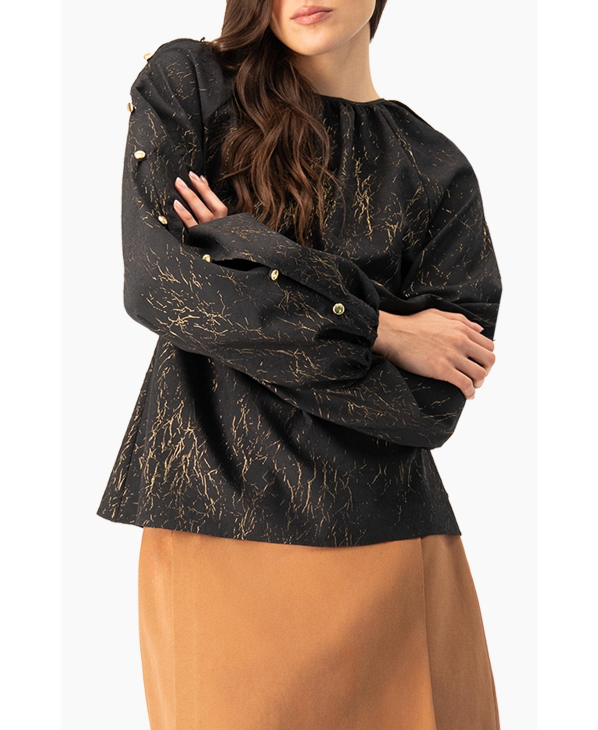 Click here for Ivonne Womens Long Sleeve V-Neck Blouse - Black prices