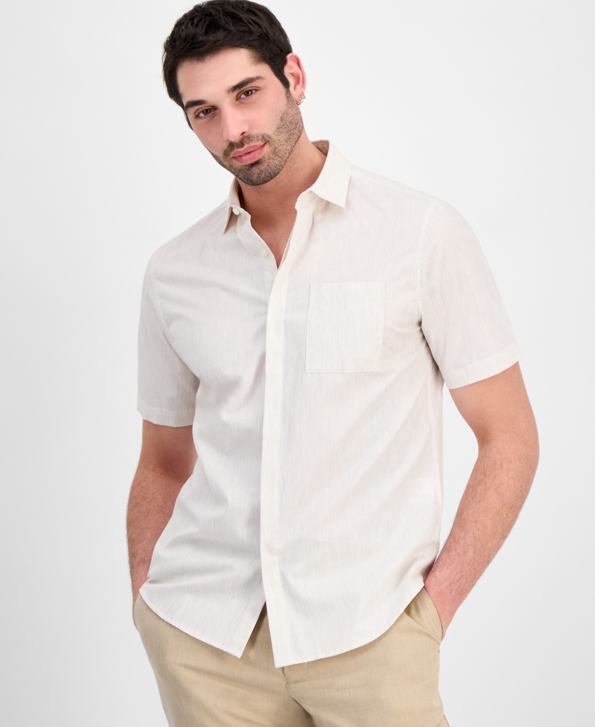 Click here for Alfani Mens Cotton Luke Short-Sleeve Pocket Shirt... prices
