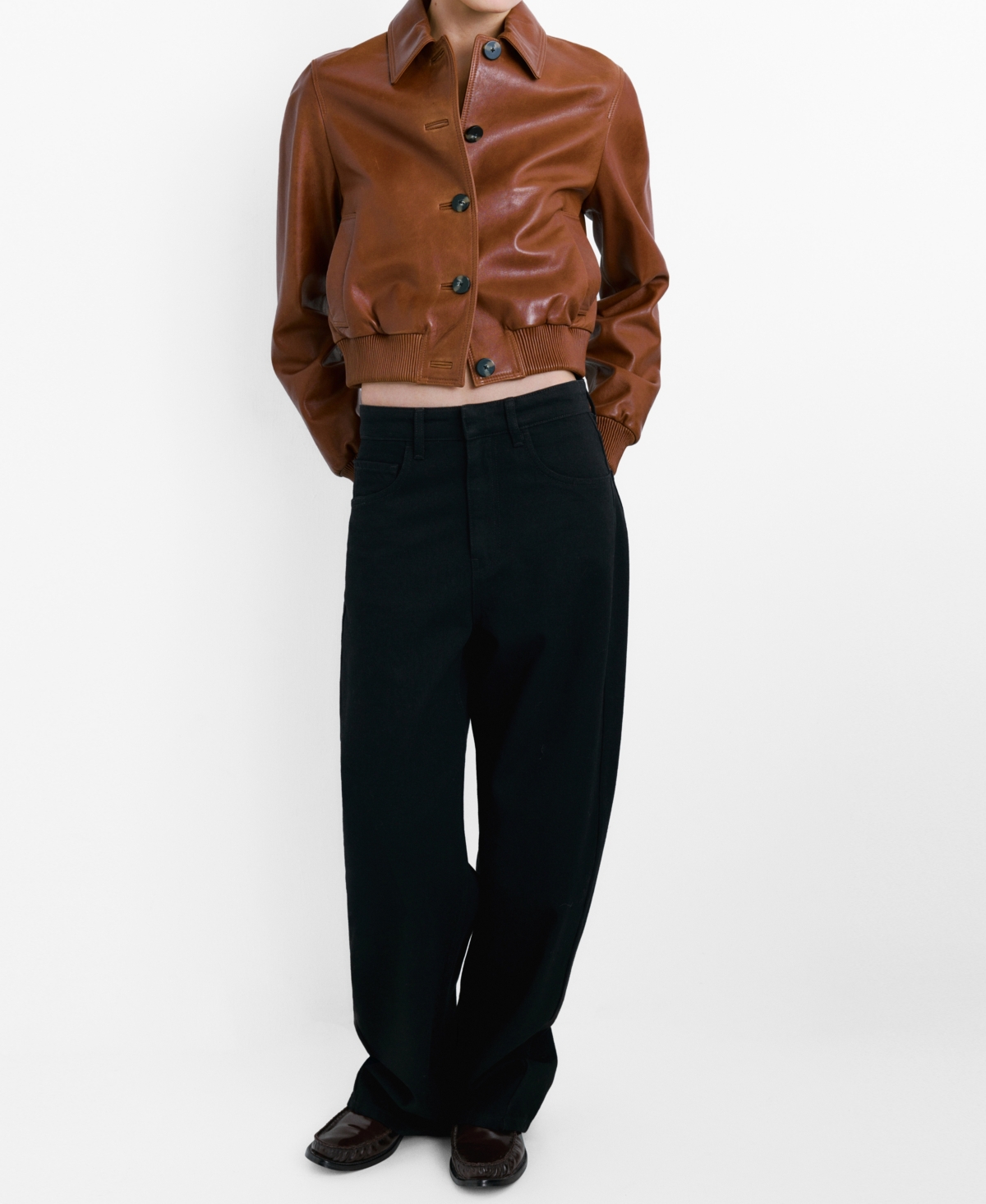 Click here for Mango Womens Mid-Rise Balloon Jeans - Black denim prices